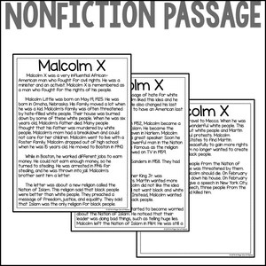 Malcolm X Biography Activities for 3rd 4th 5th Grade | No Prep ...