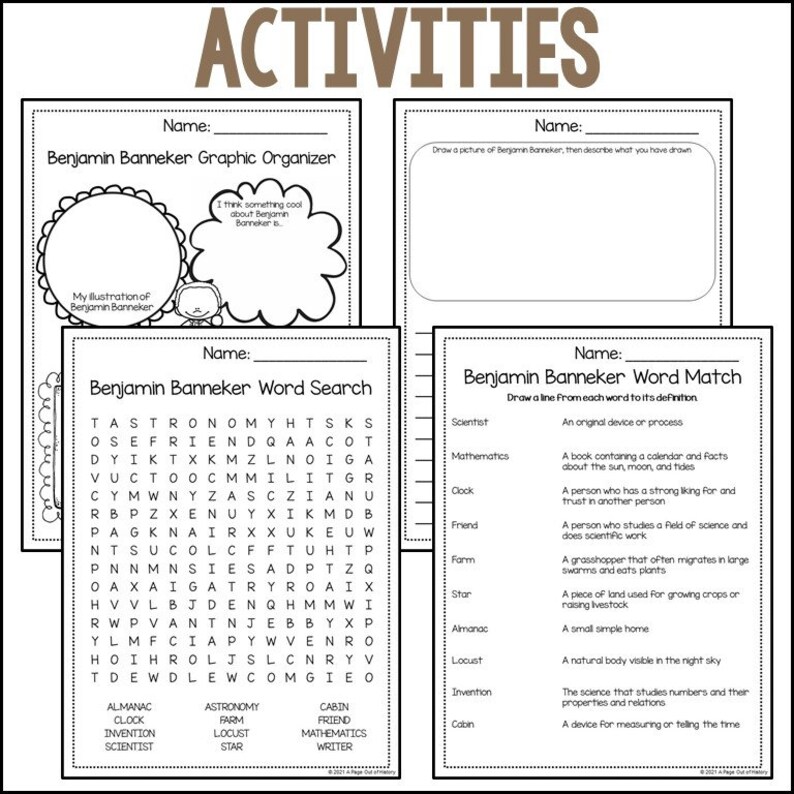 Benjamin Banneker Biography Unit Pack | 3-5 | Homeschool | Social ...