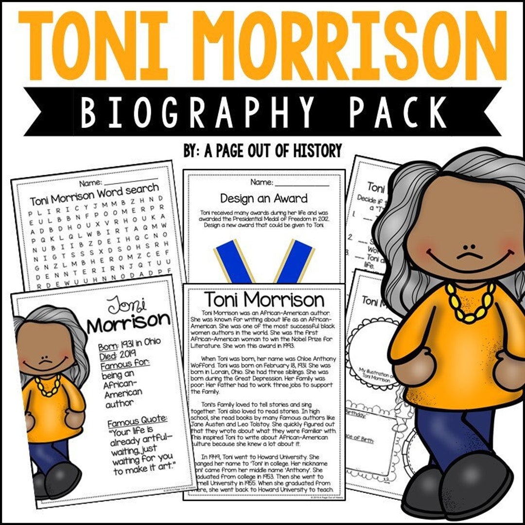 Toni Morrison Biography Activities for 3rd 4th 5th Grade | No Prep ...