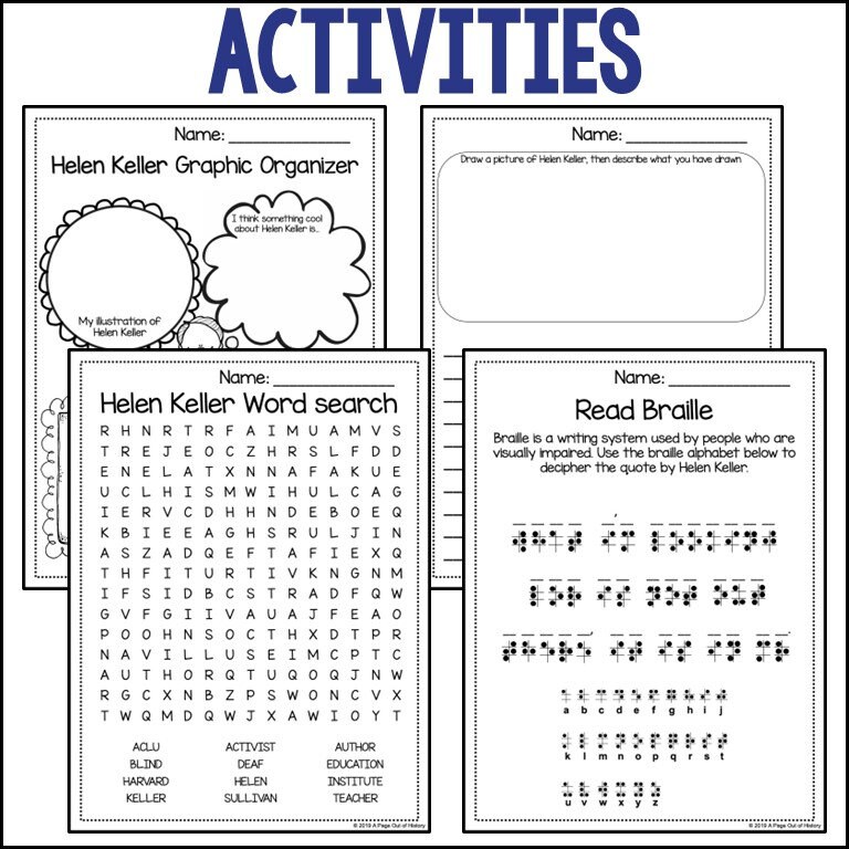 Helen Keller Biography Unit Pack | 3-5 | Homeschool | Social Studies ...