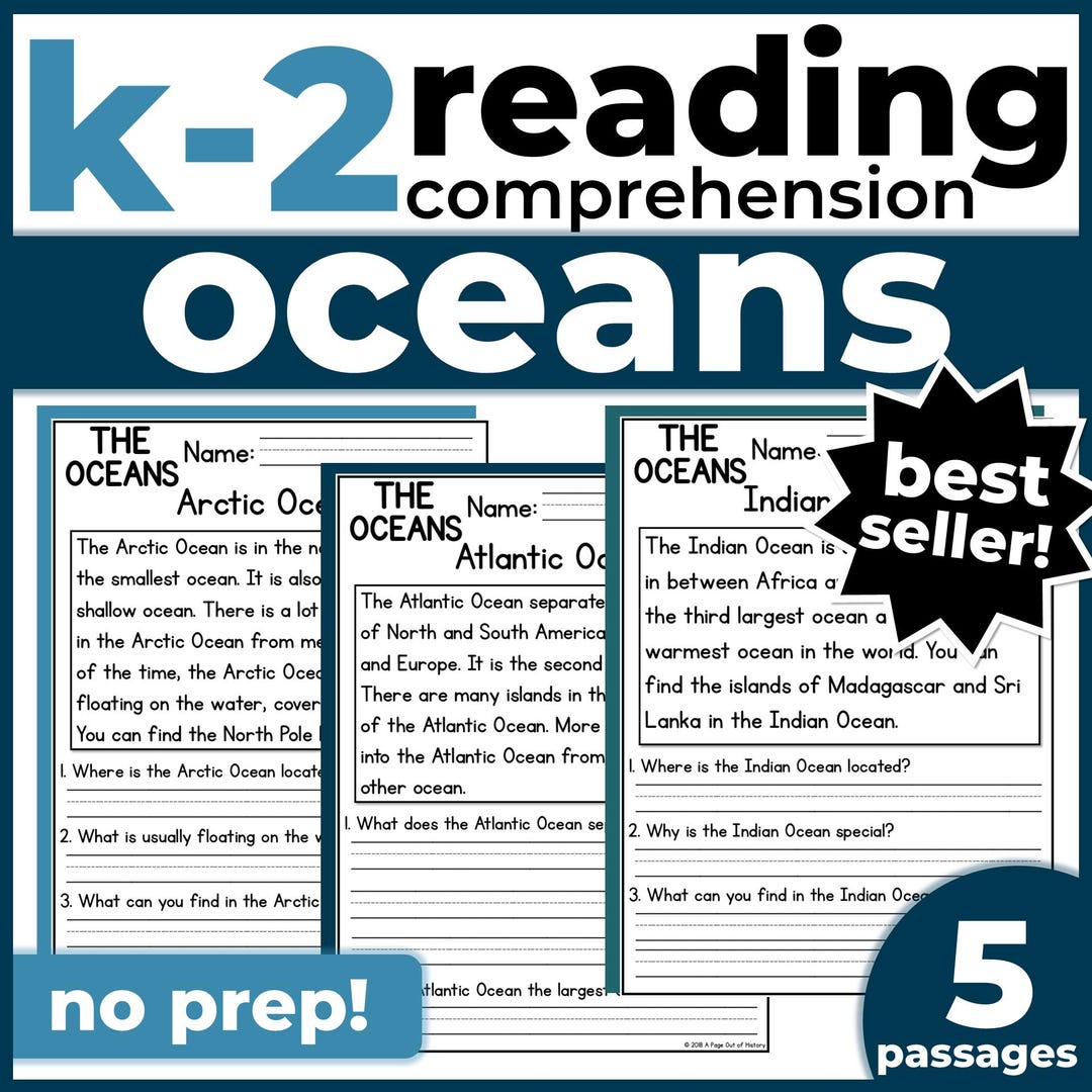 K-2 Reading Practice 1st 2nd Grade | Oceans Passages & Questions ...