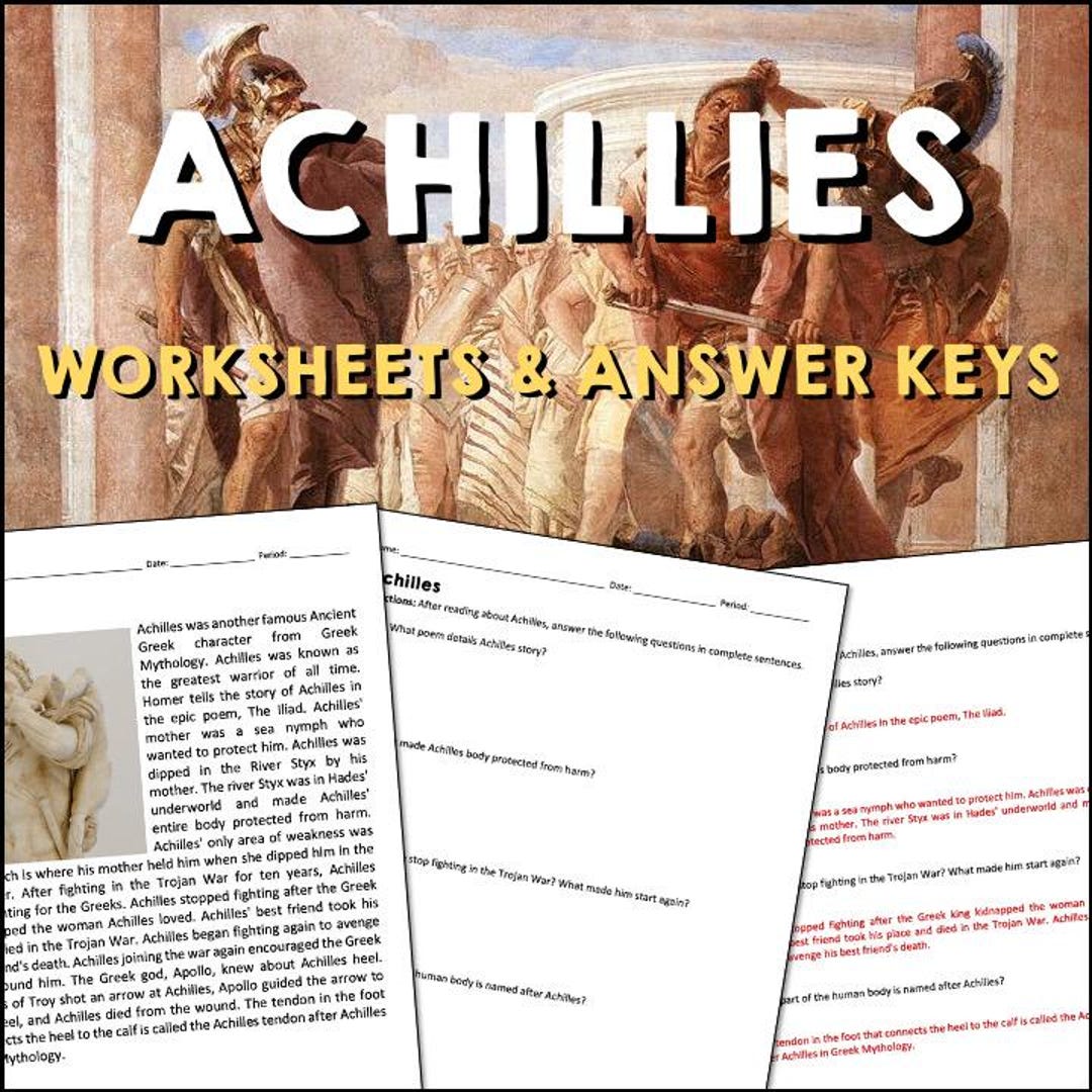 Achilles Ancient Greece Reading Worksheets and Answer Keys - Etsy