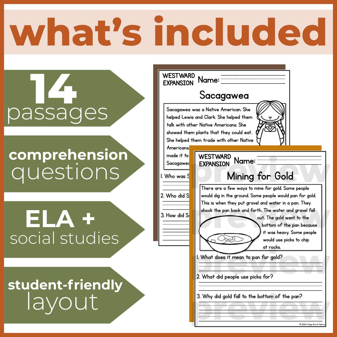 K-2 Reading Comprehension First Second Grade, Westward Expansion ...