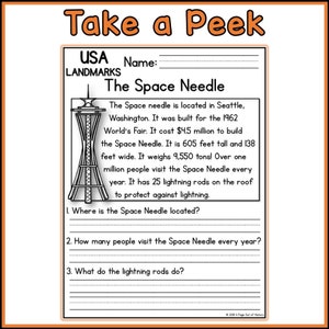 United States Landmarks Reading Comprehension Passages | K-2 ...