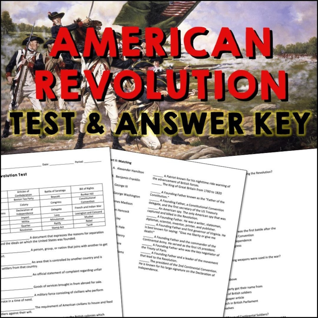 American Revolution Test and Answer Key | 6-12 | Homeschool | American ...