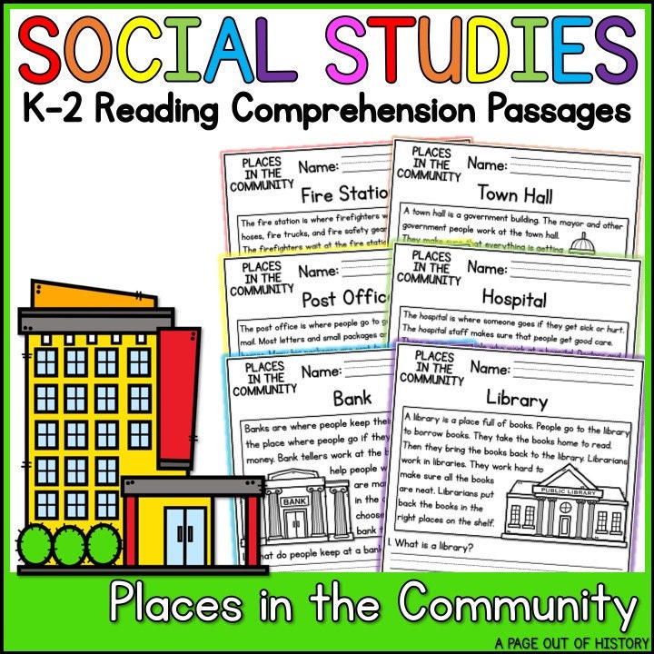 Places in the Community Reading Comprehension Passages K-2 | Etsy