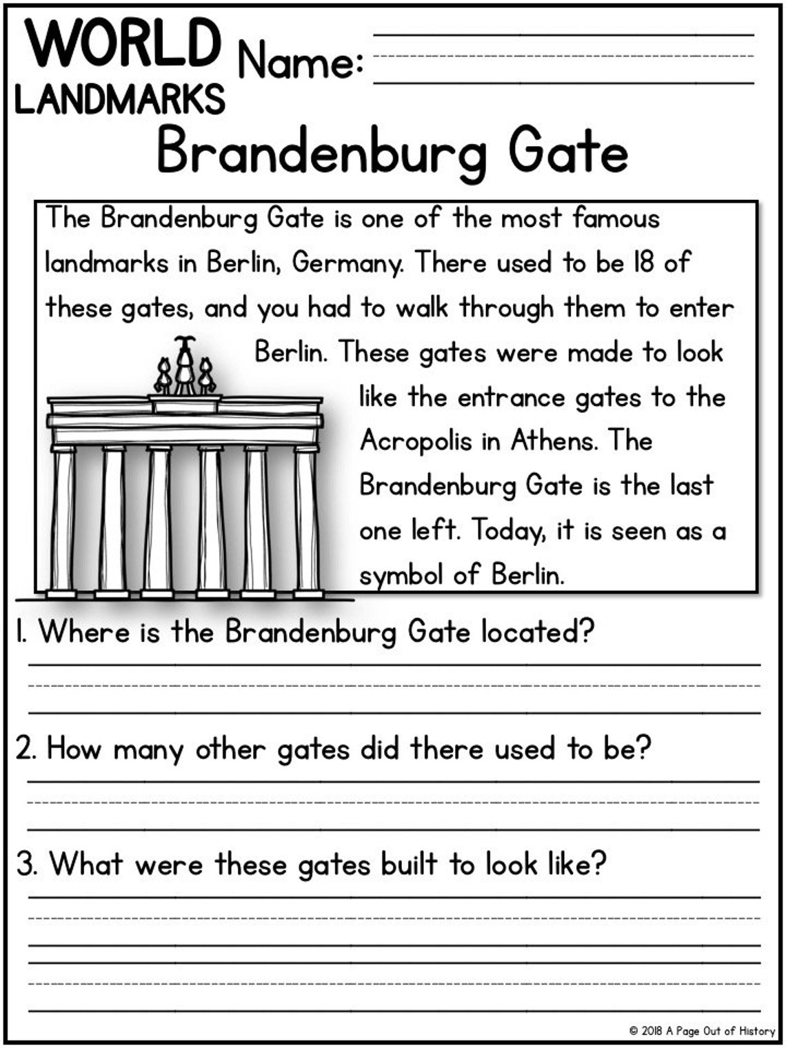 Famous World Landmarks Reading Comprehension Passages K-2 | Etsy