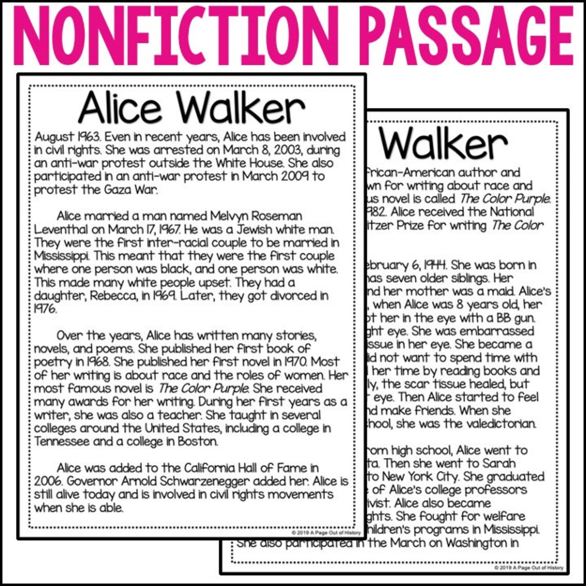 Alice Walker Biography Unit Pack | 3-5 | Homeschool | Social Studies ...