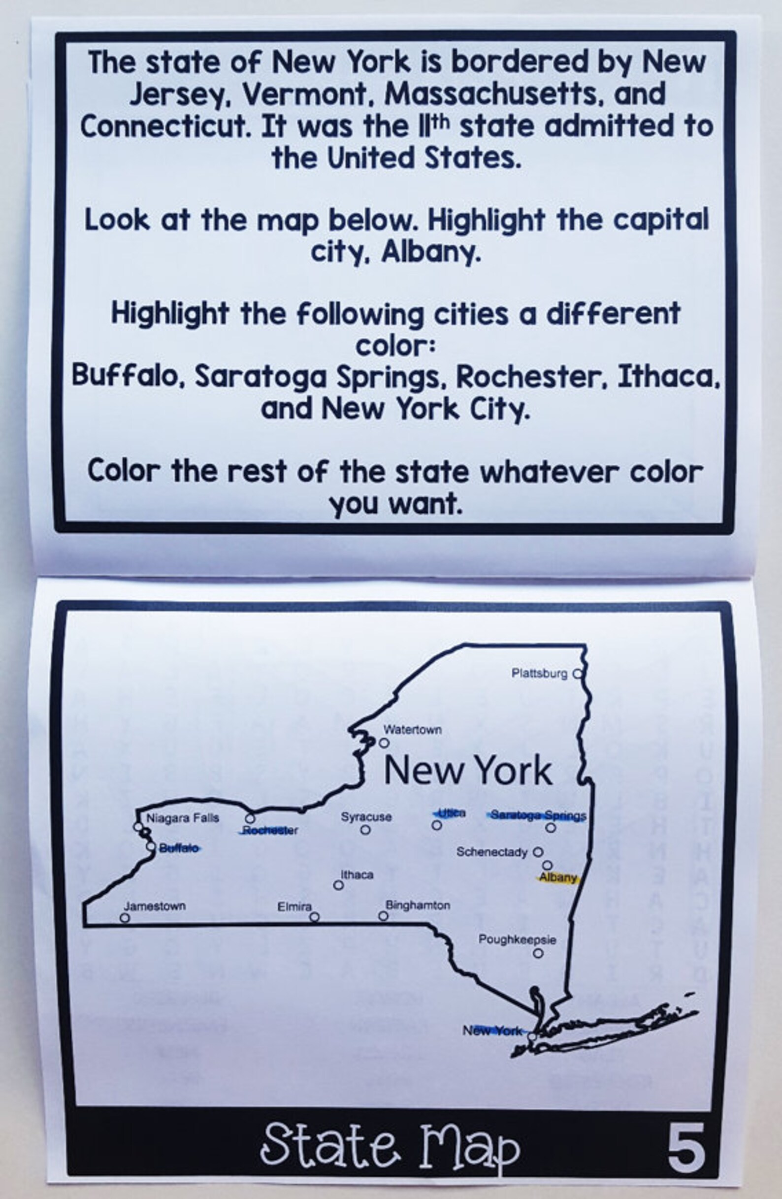 New York State Flip Book | 3-5 | Homeschool | Social Studies Printable ...