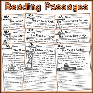 United States Landmarks Reading Comprehension Passages | K-2 ...