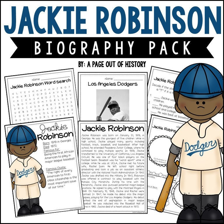Jackie Robinson Biography Unit Pack | 3-5 | Homeschool | Social Studies ...