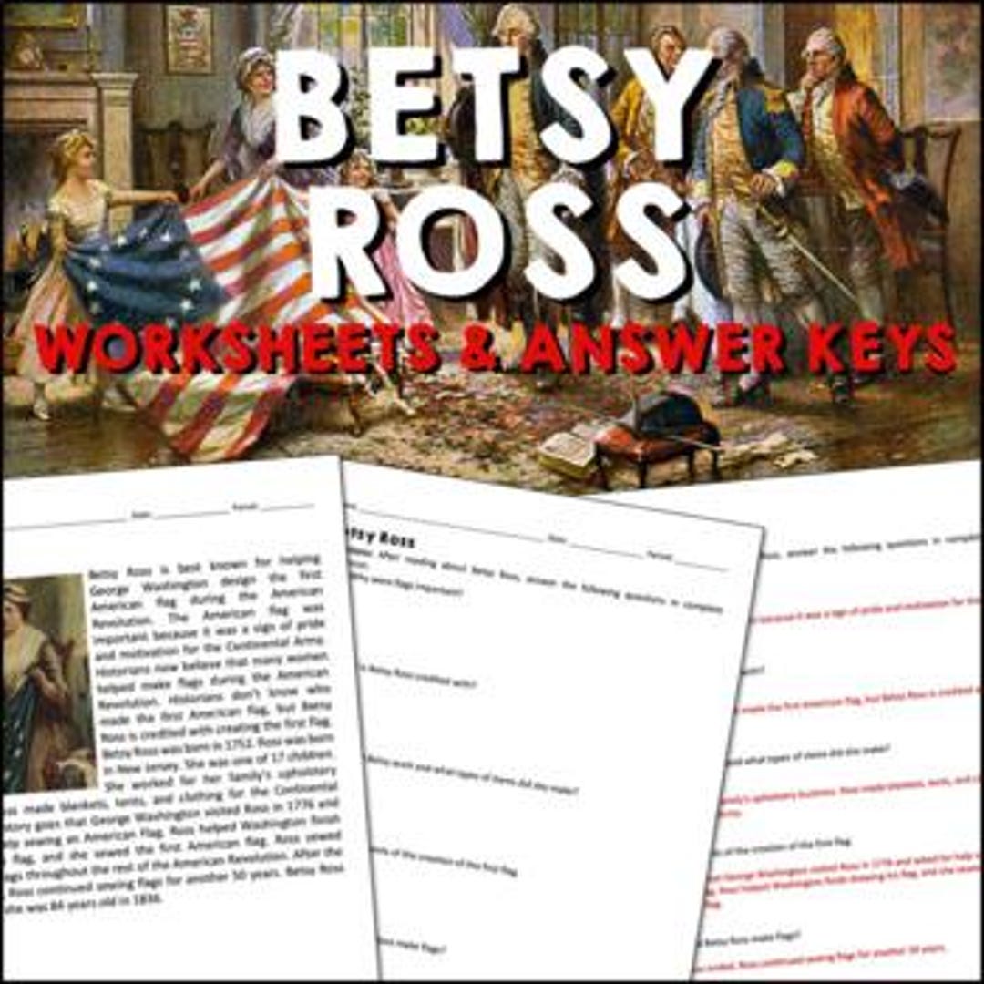 Betsy Ross American Revolution Reading Comprehension Worksheets ...