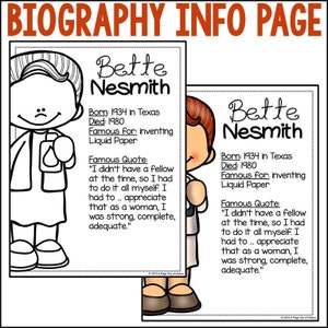 Bette Nesmith Biography Unit Pack, Famous Inventors Reading Passages ...