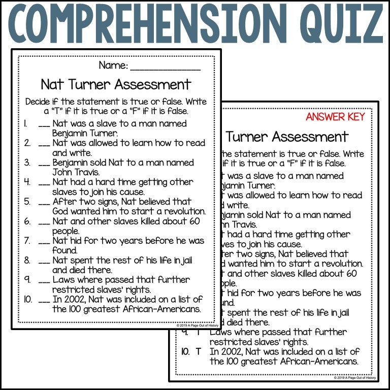 Nat Turner Biography Unit Pack 3-5 Homeschool Social Studies Printable ...