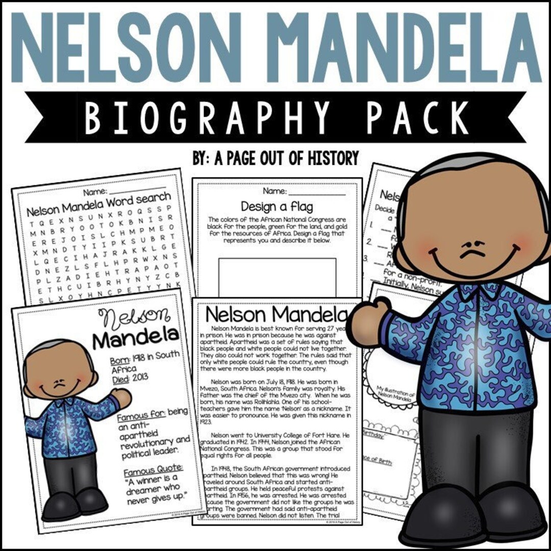 Nelson Mandela Biography Unit Pack | 3-5 | Homeschool | Social Studies ...
