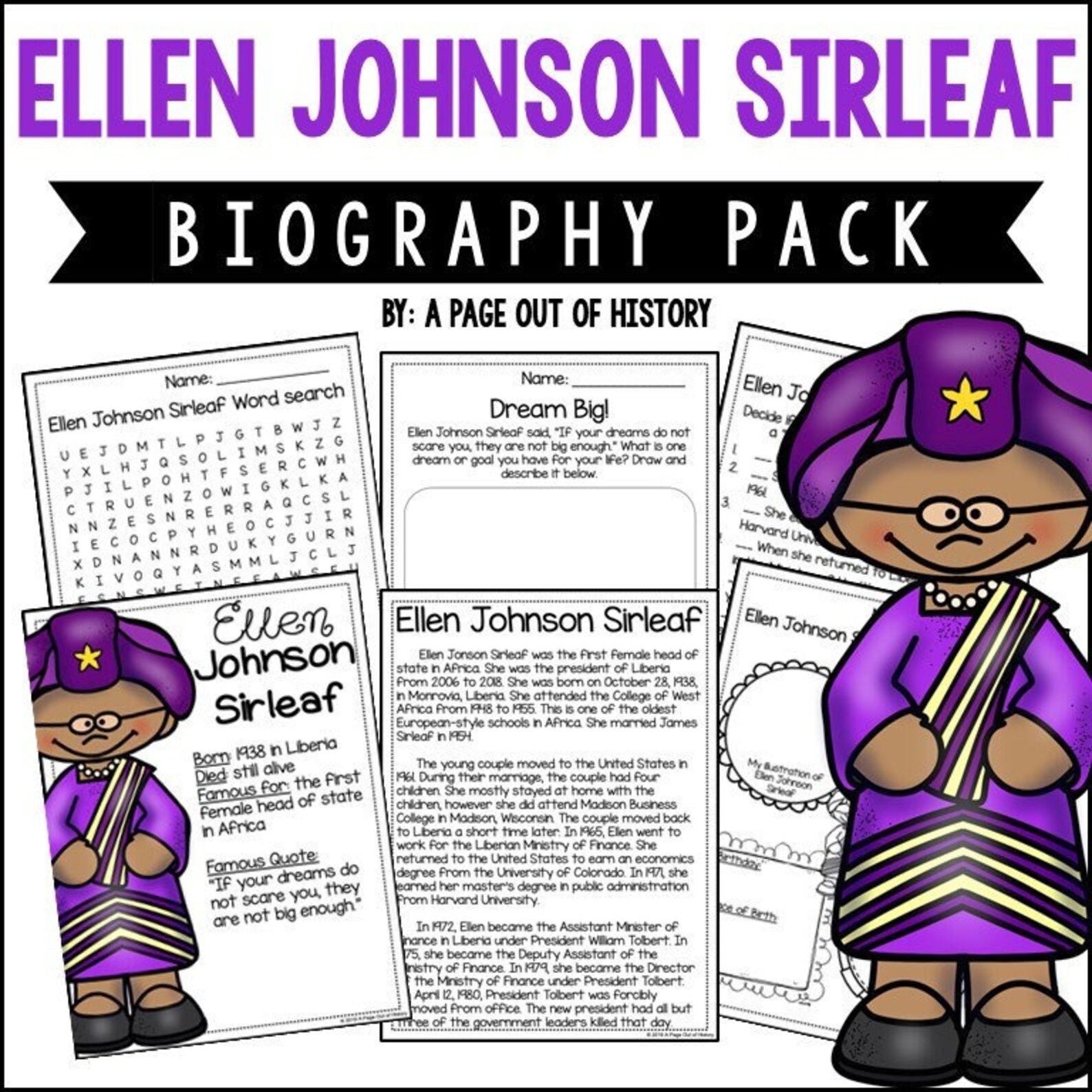 Ellen Johnson Sirleaf Unit Pack | 3-5 | Homeschool | Social Studies ...