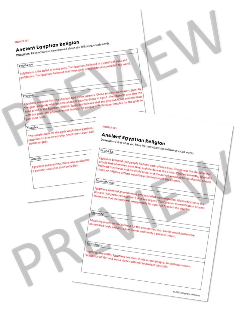 Ancient Egyptian Religion Reading Worksheets and Answer Keys - Etsy