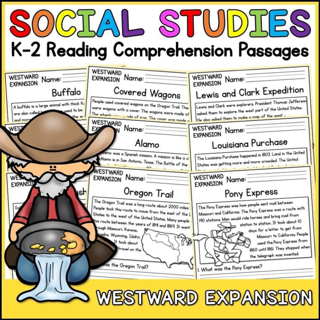 Westward Expansion Reading Comprehension Passages | K-2 | Homeschool ...