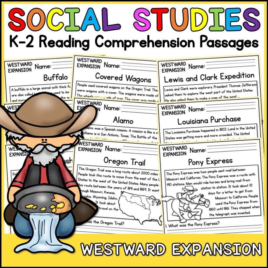 Westward Expansion Reading Comprehension Passages | K-2 | Homeschool ...