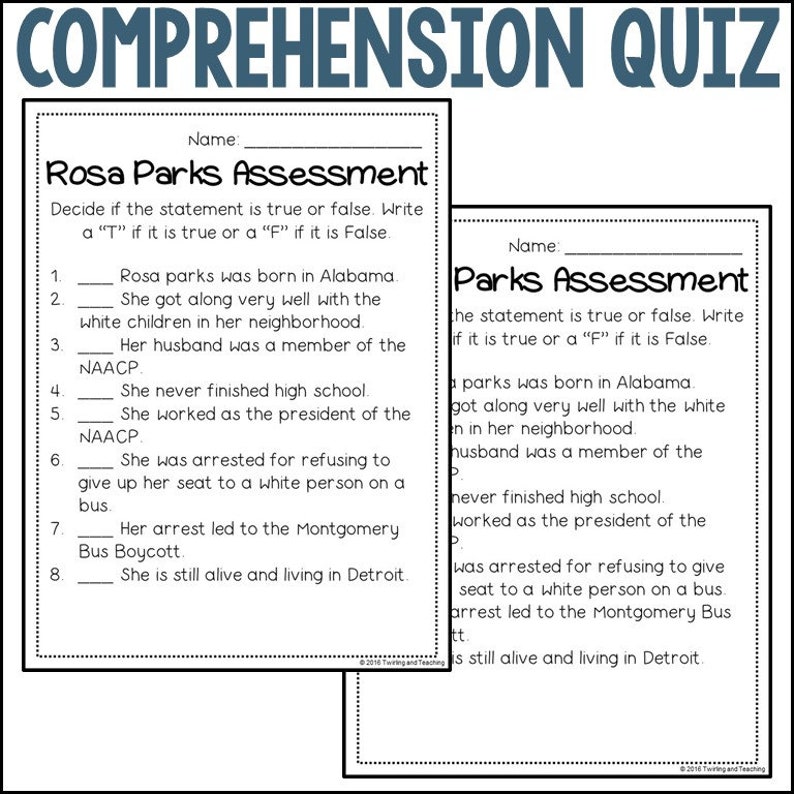 Rosa Parks Biography Activities for 3rd 4th 5th Grade | No Prep ...