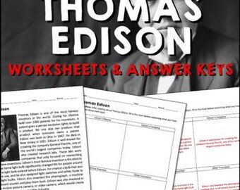 Thomas Edison Reading Comprehension Worksheet, Industrial Revolution ...