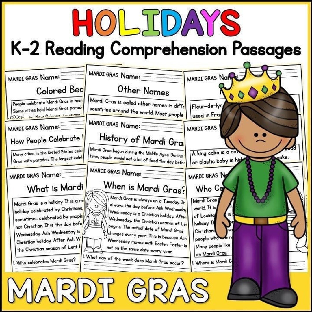 1st 2nd Grade Reading Comprehension | Mardi Gras Passages & Questions ...