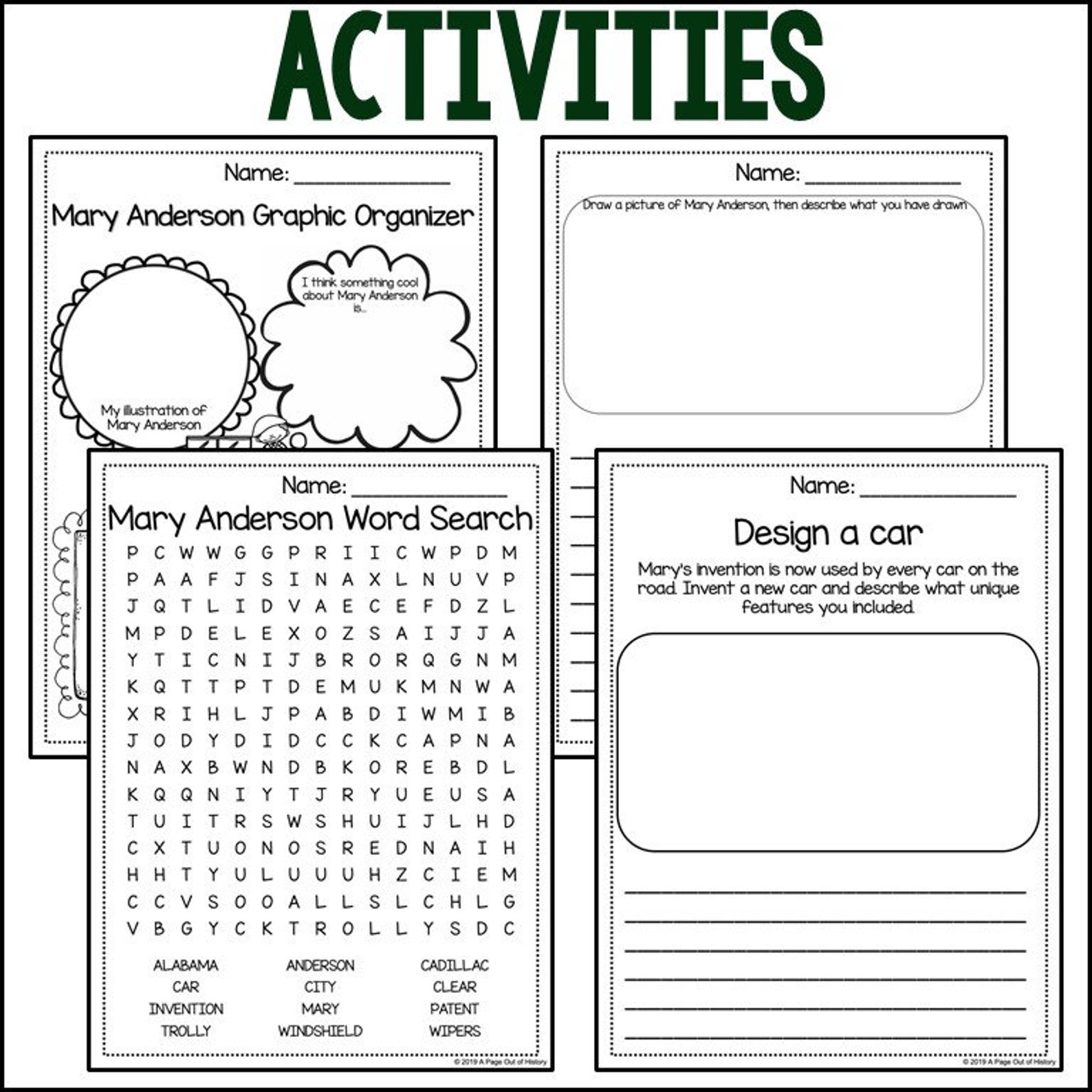 Mary Anderson Biography Unit, Famous Inventors Reading Comprehension ...