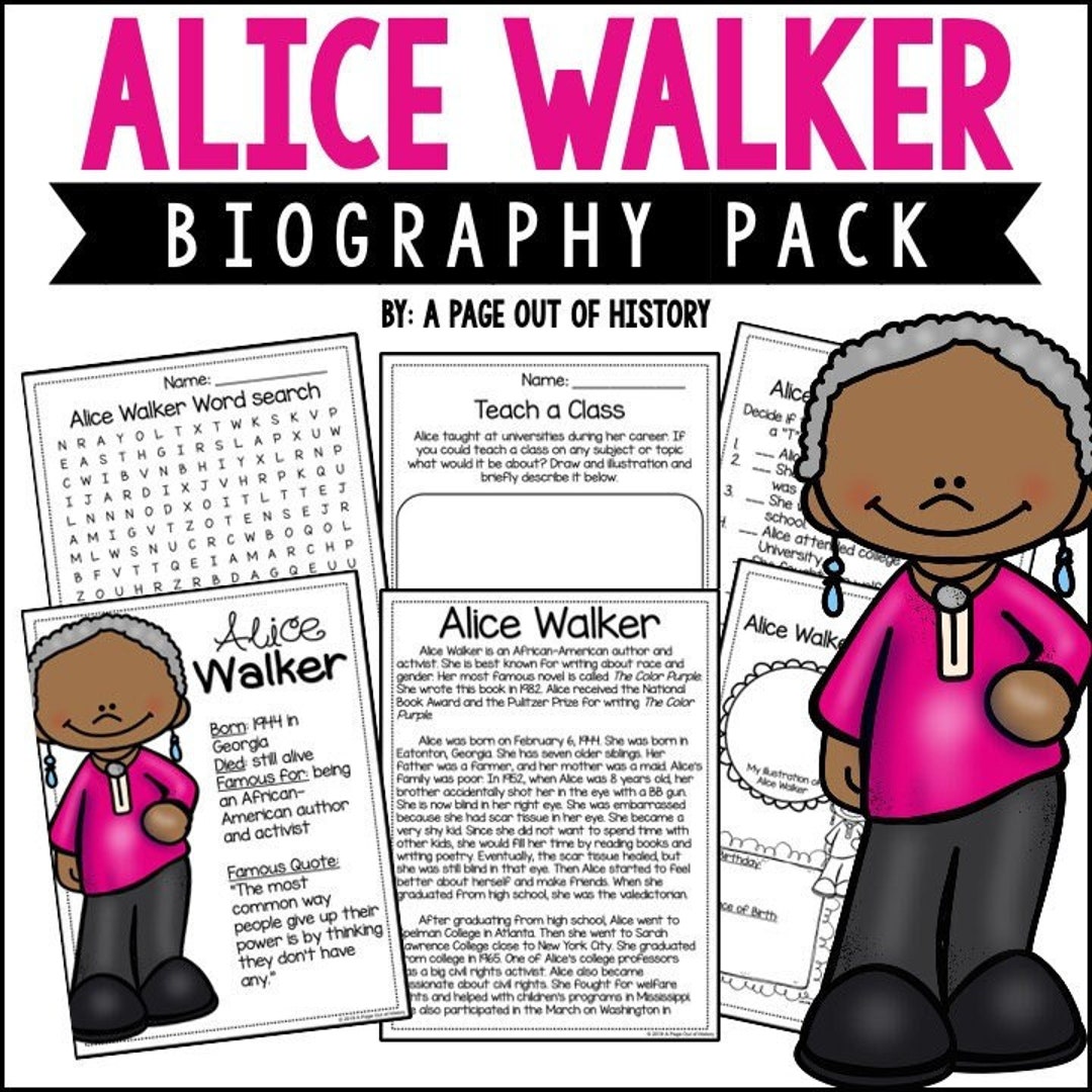 Alice Walker Biography Unit Pack | 3-5 | Homeschool | Social Studies ...