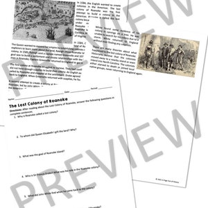 Lost Colony of Roanoke Reading Worksheets and Answer Keys | 6-12 ...