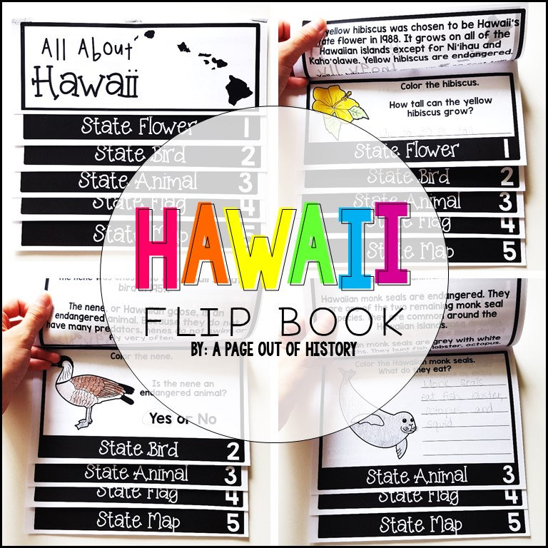 Hawaii State Fact Sheet Flipbook: Zustand Symbole, Karte, Flagge ...