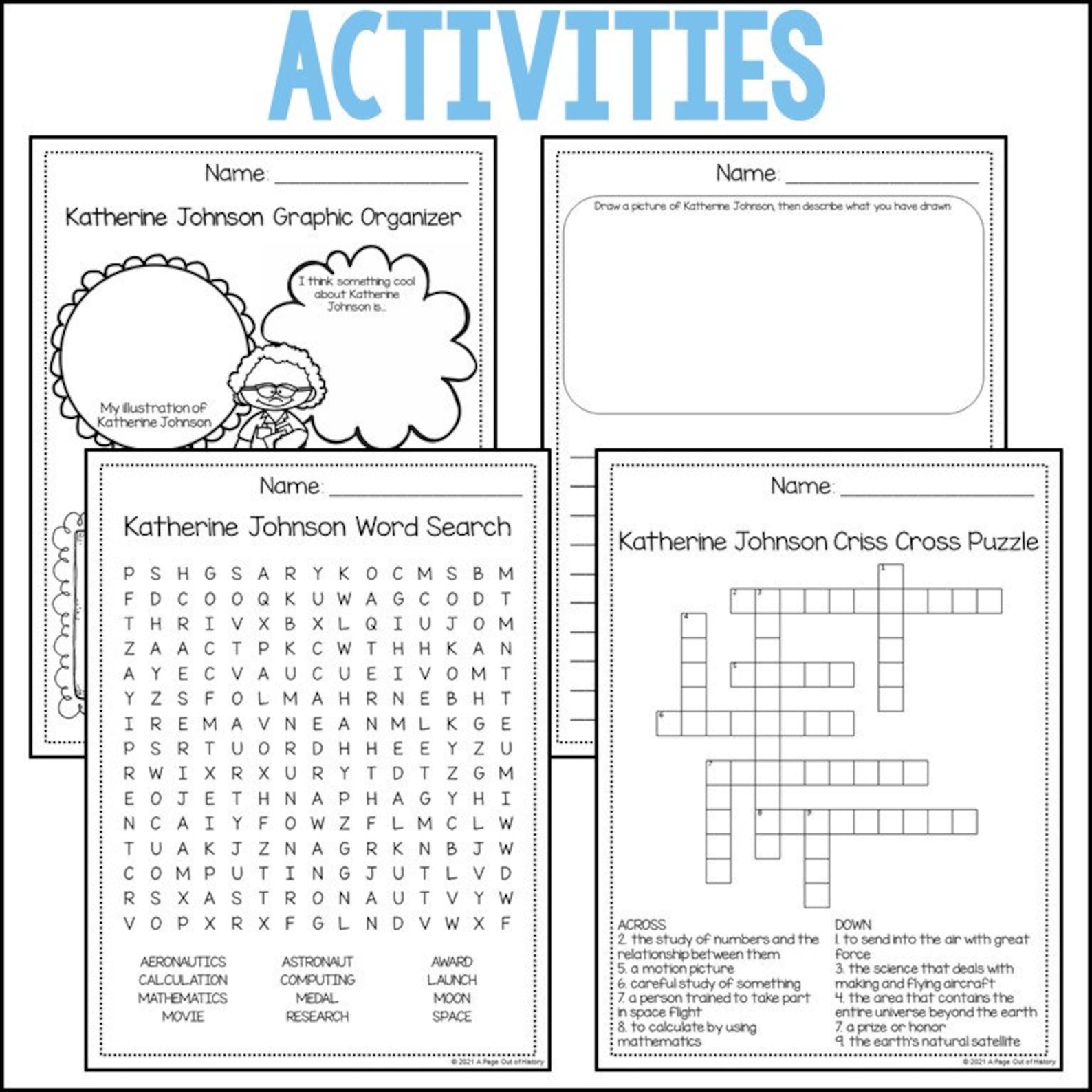 Katherine Johnson Biography Unit Pack | 3-5 | Homeschool | Social ...