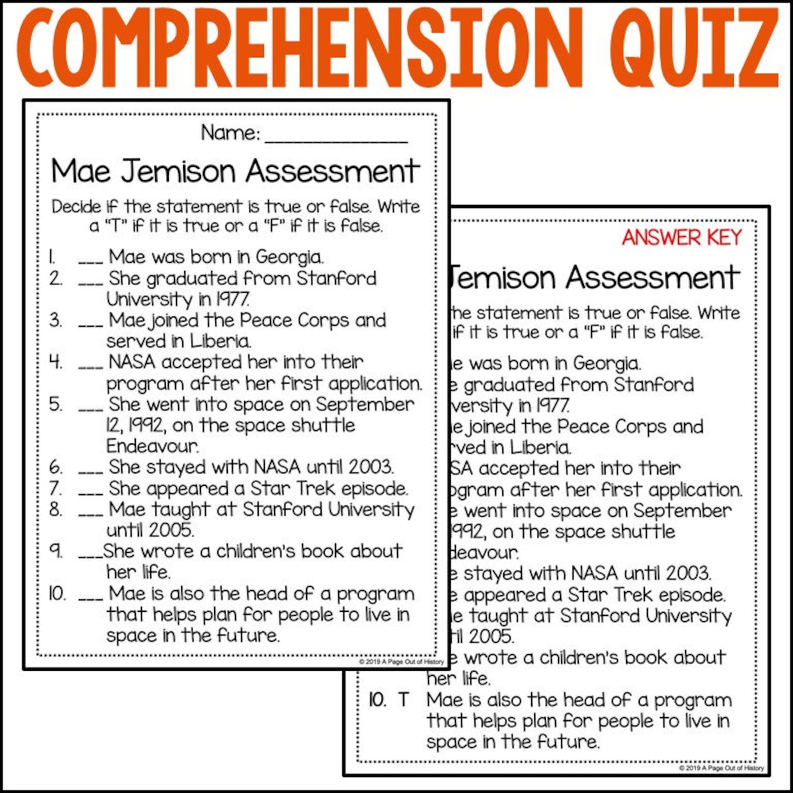 Mae Jemison Reading & Writing Biography Pack | Informational Text ...