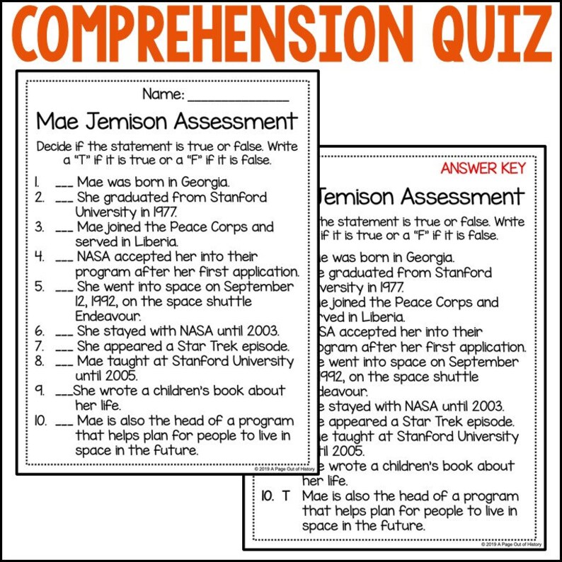 Mae Jemison Reading & Writing Biography Pack | Informational Text ...