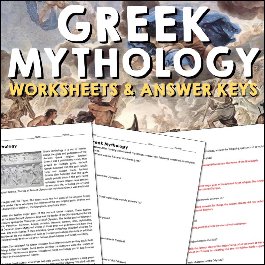 Greek Mythology Reading Worksheets and Answer Keys - Etsy