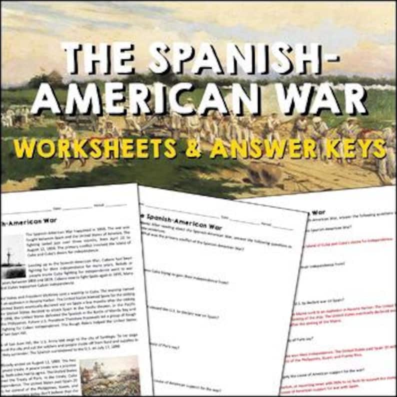 Spanish-american War US Imperialism, Reading Comprehension Worksheet ...