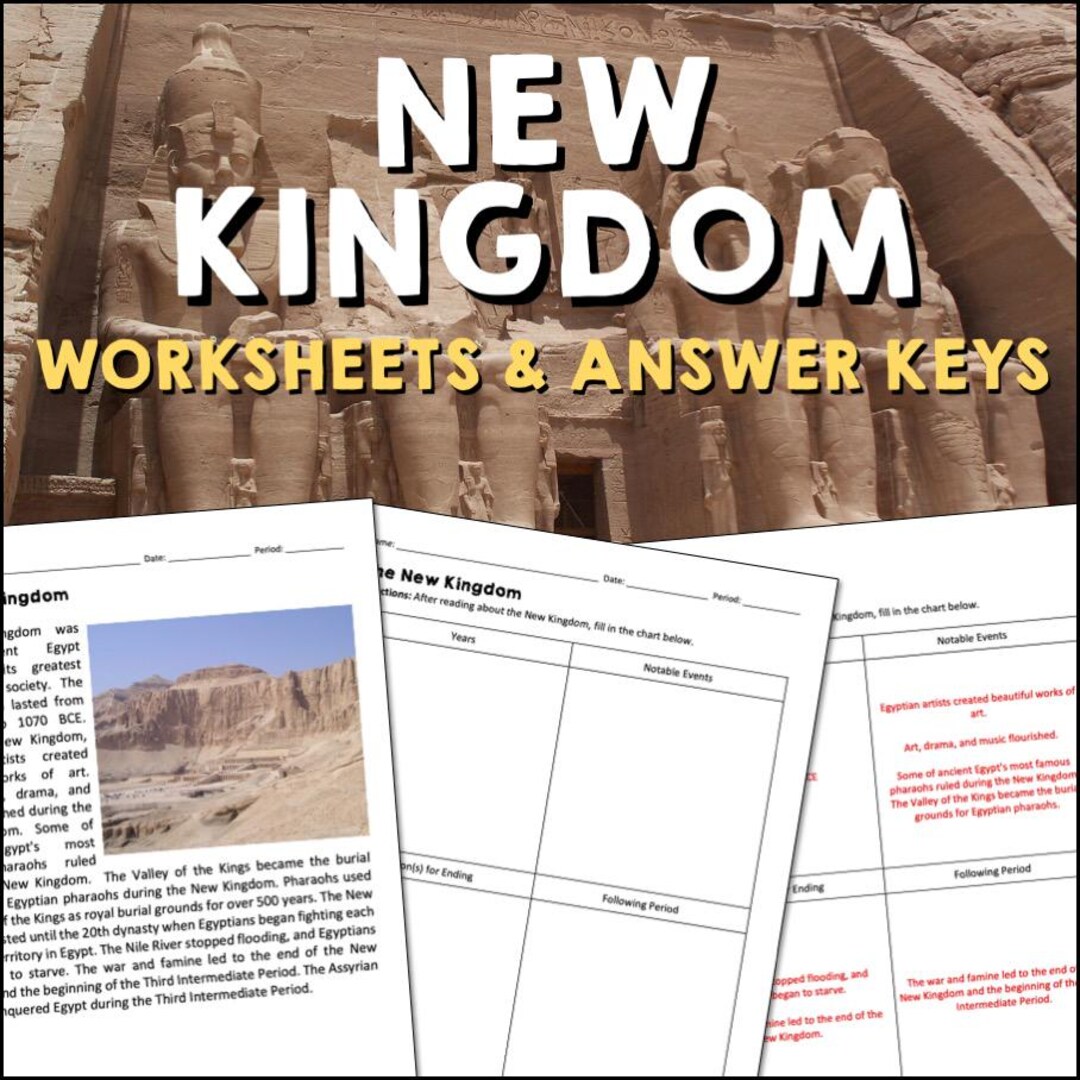 Ancient Egypt New Kingdom Reading Worksheets and Answer Keys ...