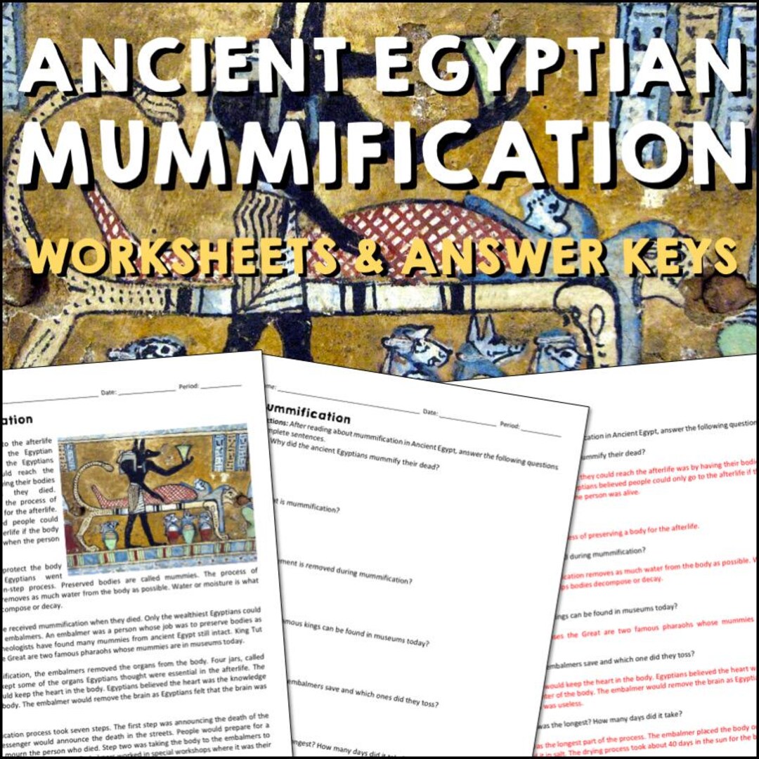 Ancient Egyptian Mummification Reading Worksheets and Answer Keys - Etsy