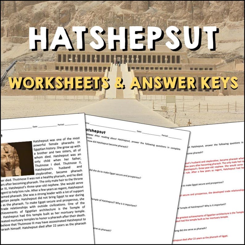 Hatshepsut Pharaoh Ancient Egypt Reading Worksheets and Answer Keys - Etsy