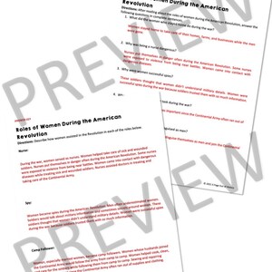 Roles of Women During the American Revolution Reading Worksheets and ...