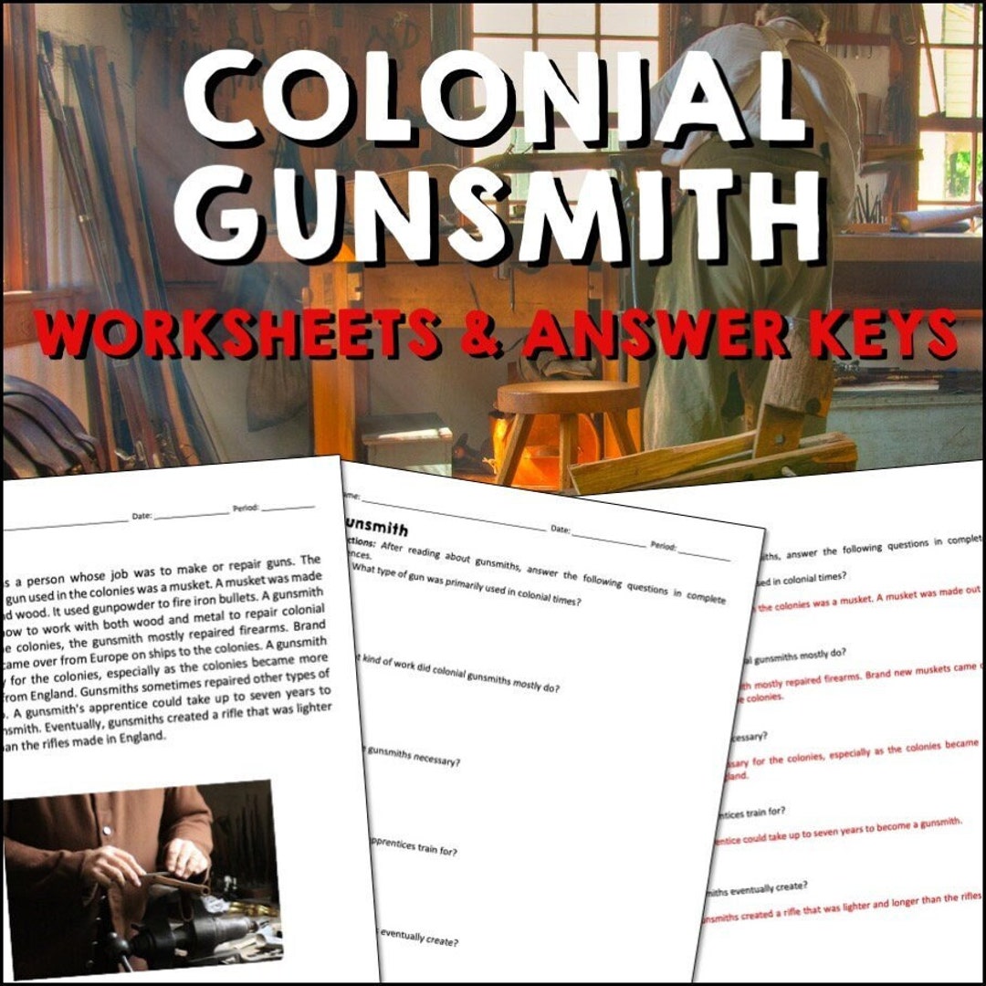 Colonial Gunsmith Reading Worksheets and Answer Keys | 6-12 ...