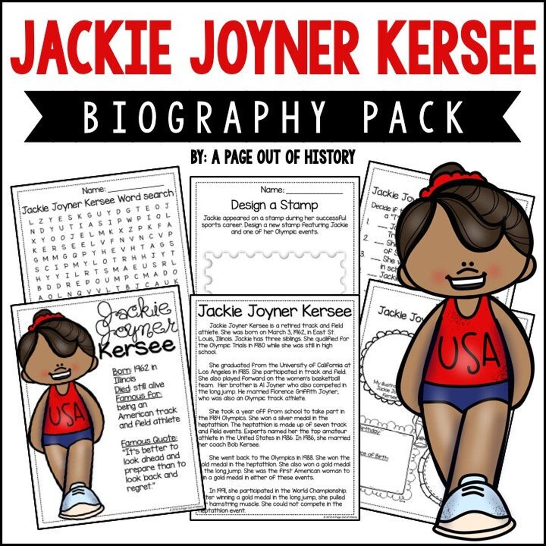 Jackie Joyner Kersee Biography Unit Pack 3-5 Homeschool Social Studies ...