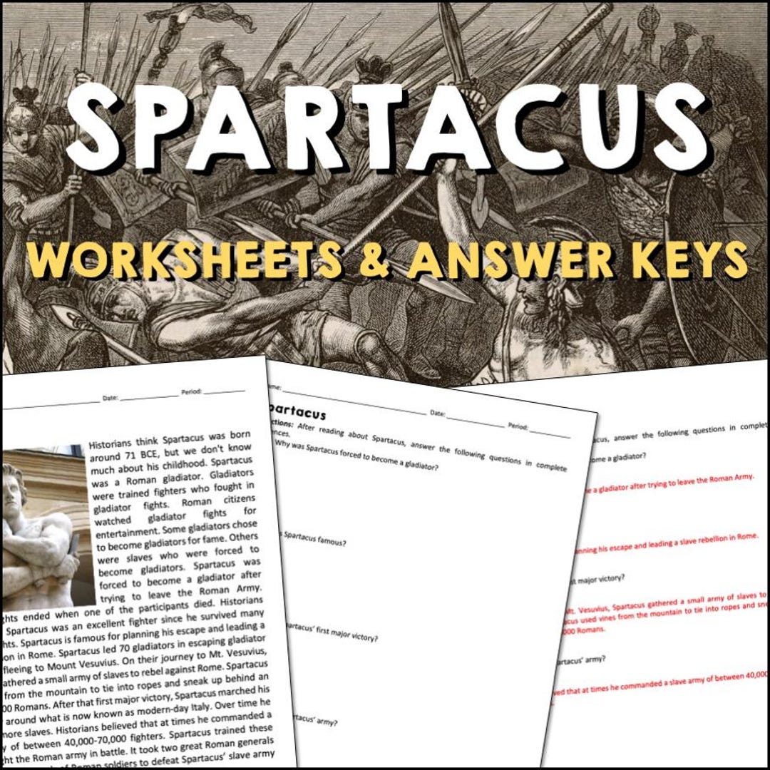 Spartacus Ancient Rome Reading Comprehension Worksheets, Ancient ...