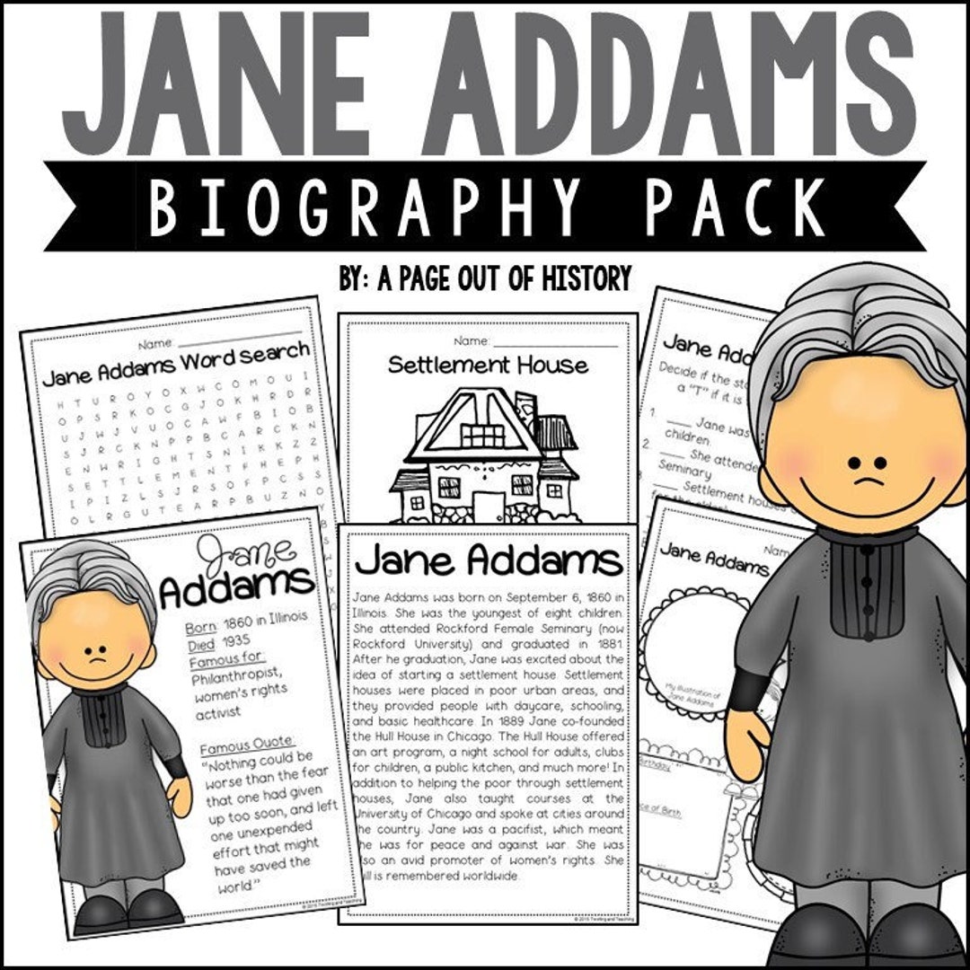 Jane Addams Biography Unit Pack | 3-5 | Homeschool | Social Studies ...