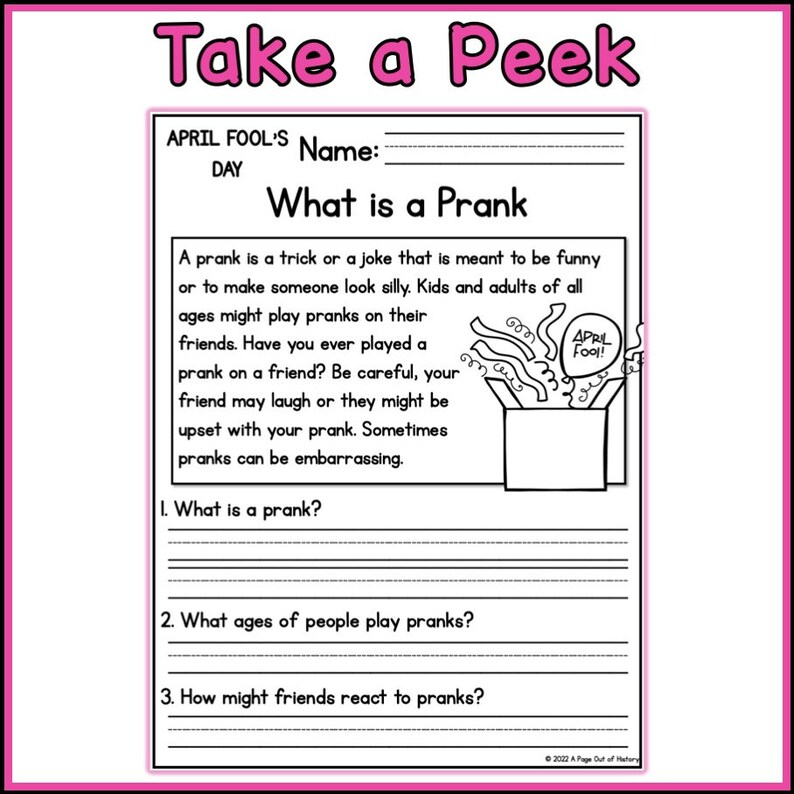 April Fools Day Holidays Reading Comprehension Passages | K-2 ...
