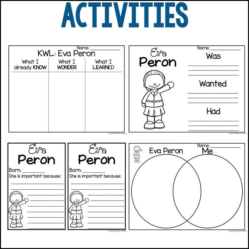 Eva Peron Biography Unit Pack | 3-5 | Homeschool | Social Studies ...