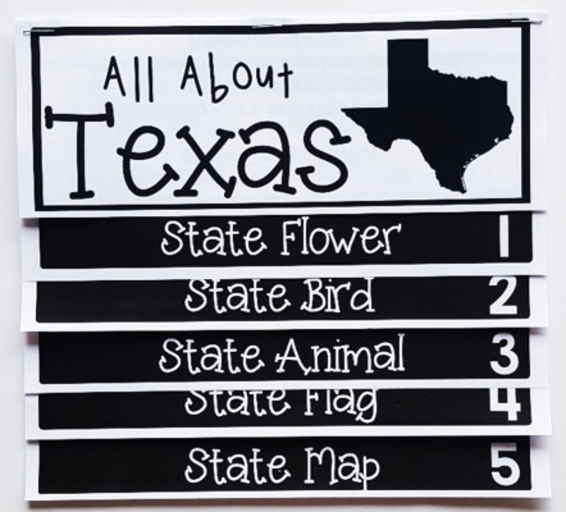 Texas State Flip Book | 3-5 | Homeschool | Social Studies Printable ...