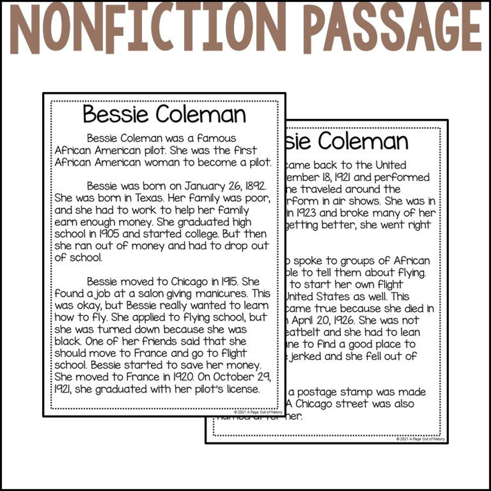 Bessie Coleman Biography Unit Pack | 3-5 | Homeschool | Social Studies ...