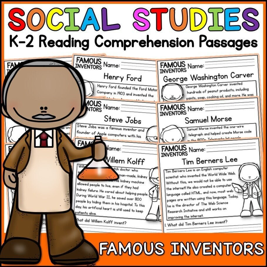 Famous Inventors Reading Comprehension With Questions | 1st 2nd Grade ...
