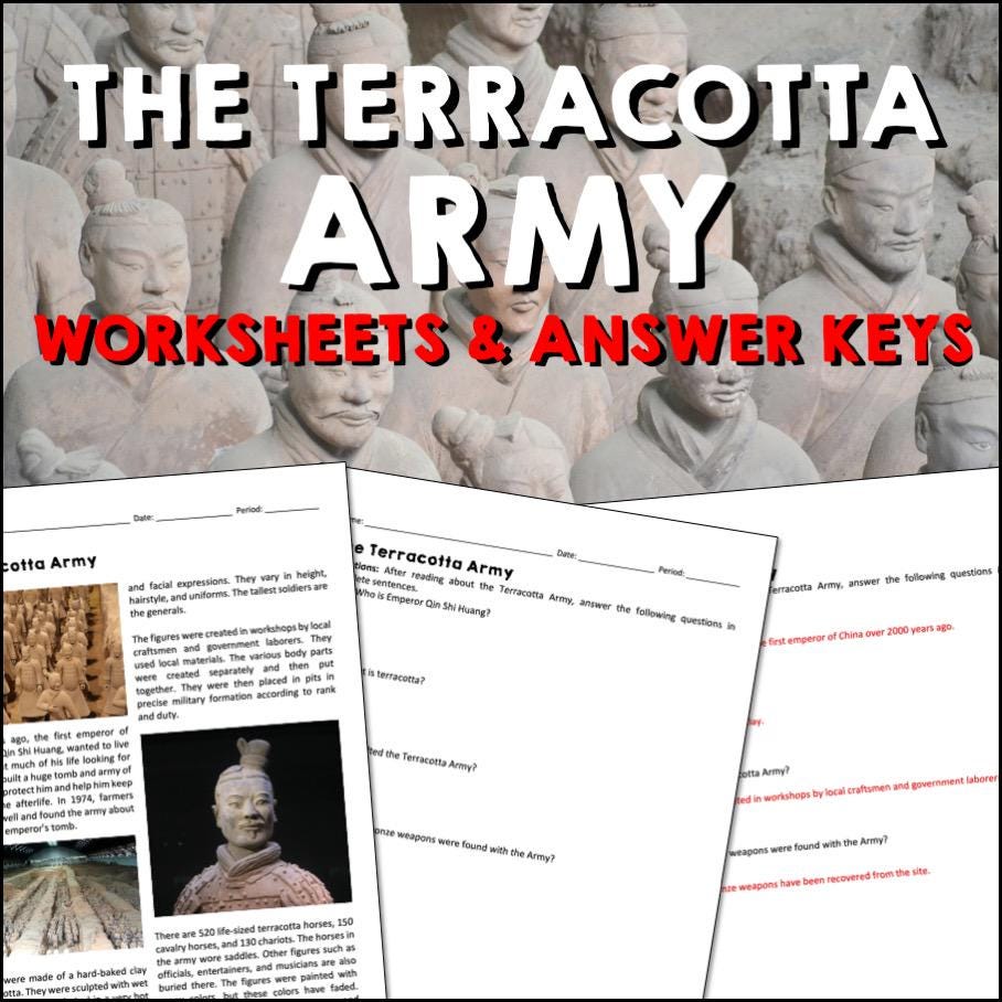 Terracotta Army Activities: Ancient China Reading Comprehension ...