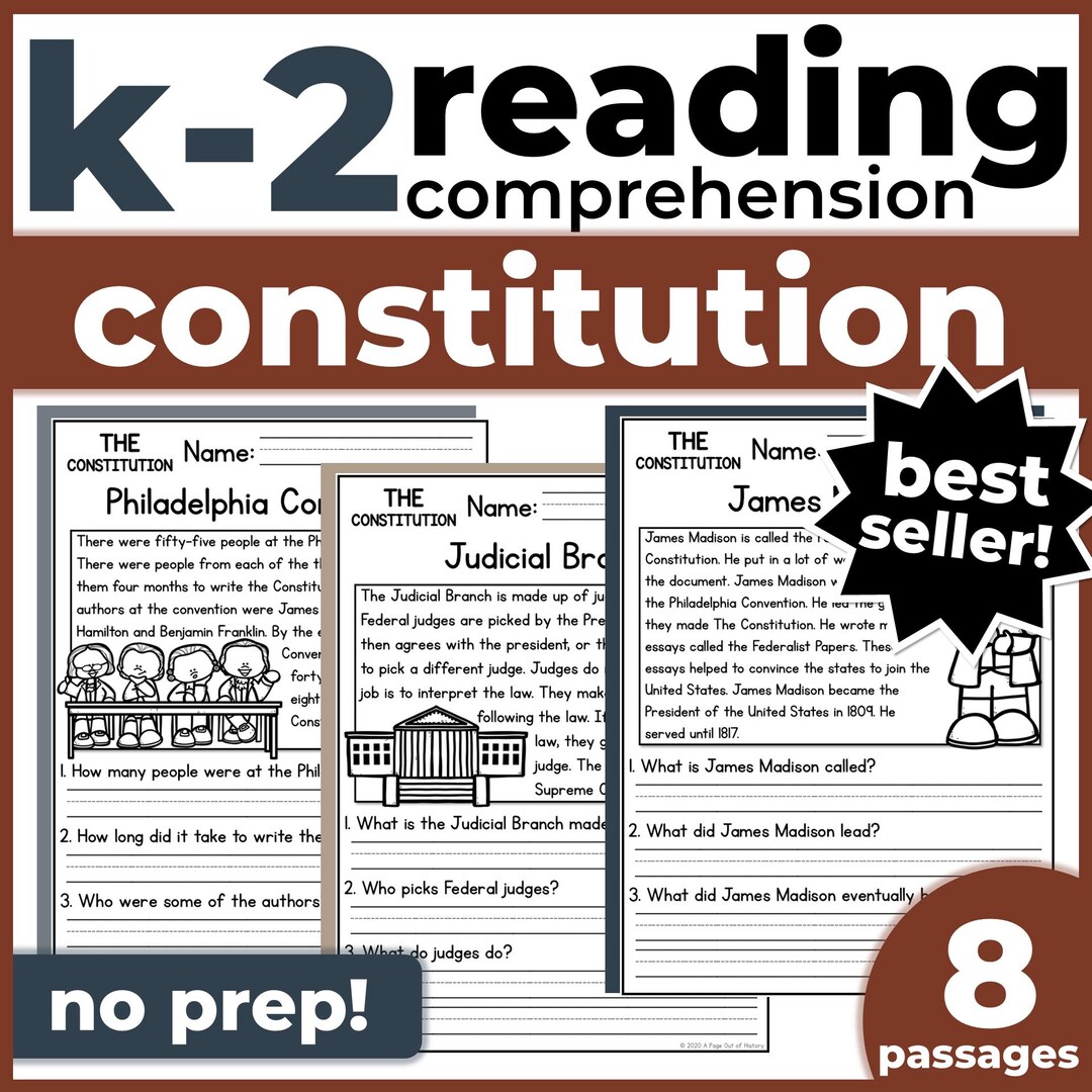 K-2 Reading Practice 1st 2nd Grade, US Constitution Fluency Passages ...